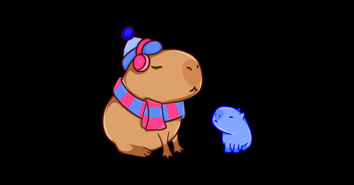 Capybara with a small snow capybara - Capybara - Posters and Art Prints ...