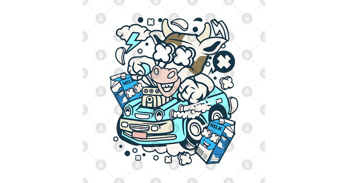 Cow Hotrod - funny cow milk art - Cow Milk - T-Shirt | TeePublic