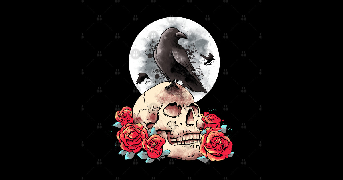 Goths Occult Moon Rose Witchcraft Full Moon Gothic Raven - Gothic Punk ...