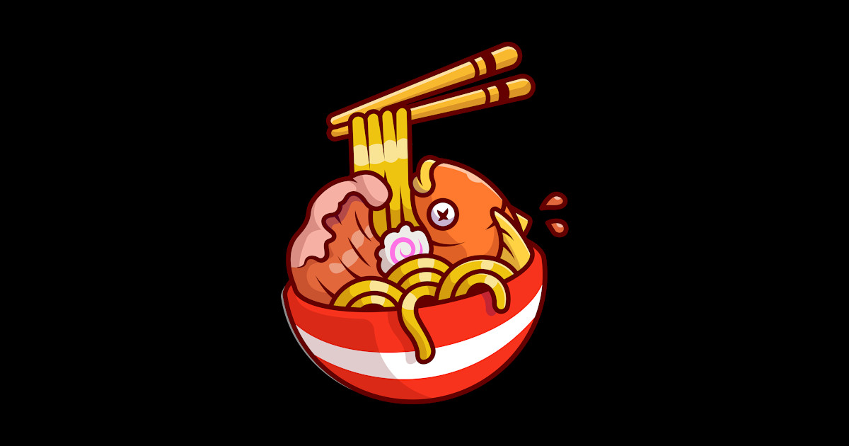 Ramen Noodle Fish With Chopstick Cartoon - Ramen Noodle Fish With ...