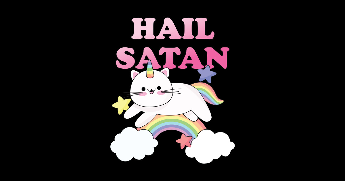 Hail Satan Rainbow Cat Unicorn - Hail Satan Unicorn - Sticker | TeePublic