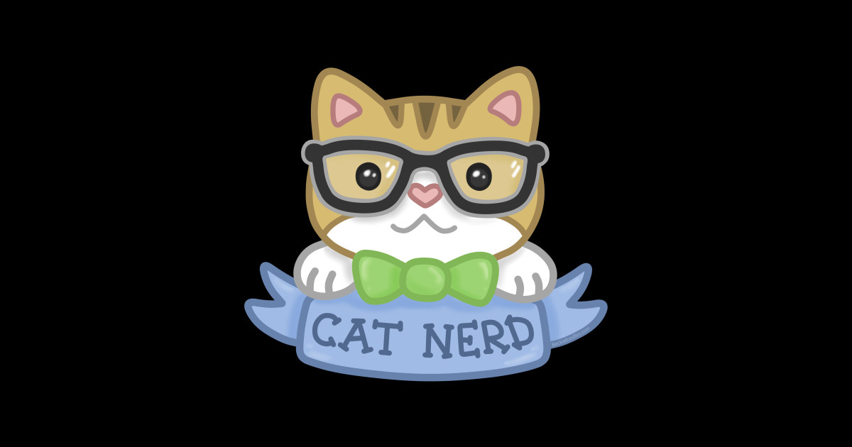 Cat Nerd Orange Tabby - Cats - Sticker | TeePublic