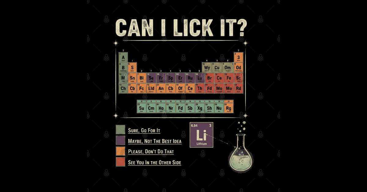 Periodic Table Can I Lick It Funny Chemistry Science Elements Meme ...