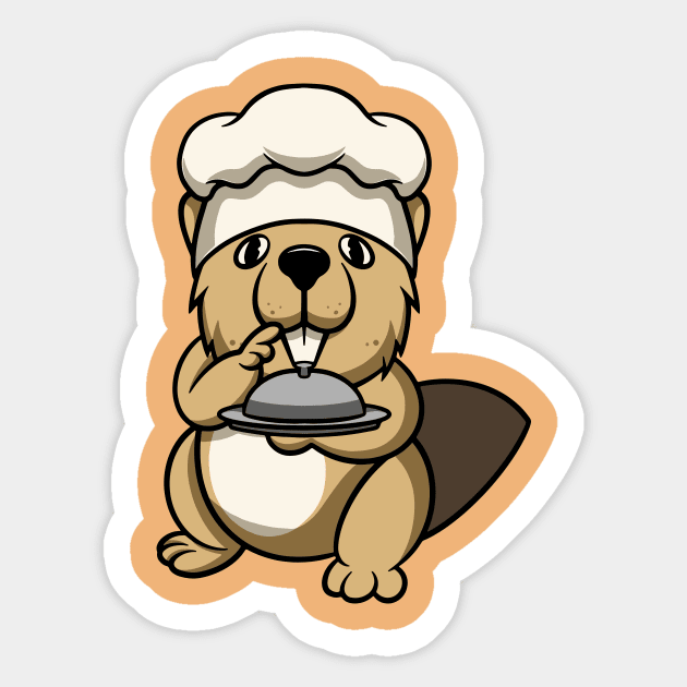 Cute otter cooking - Cute Animal Design - Sticker | TeePublic