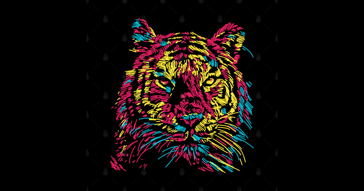 abstract colorful tiger face - Abstract Colorful Tiger Face - Sticker ...