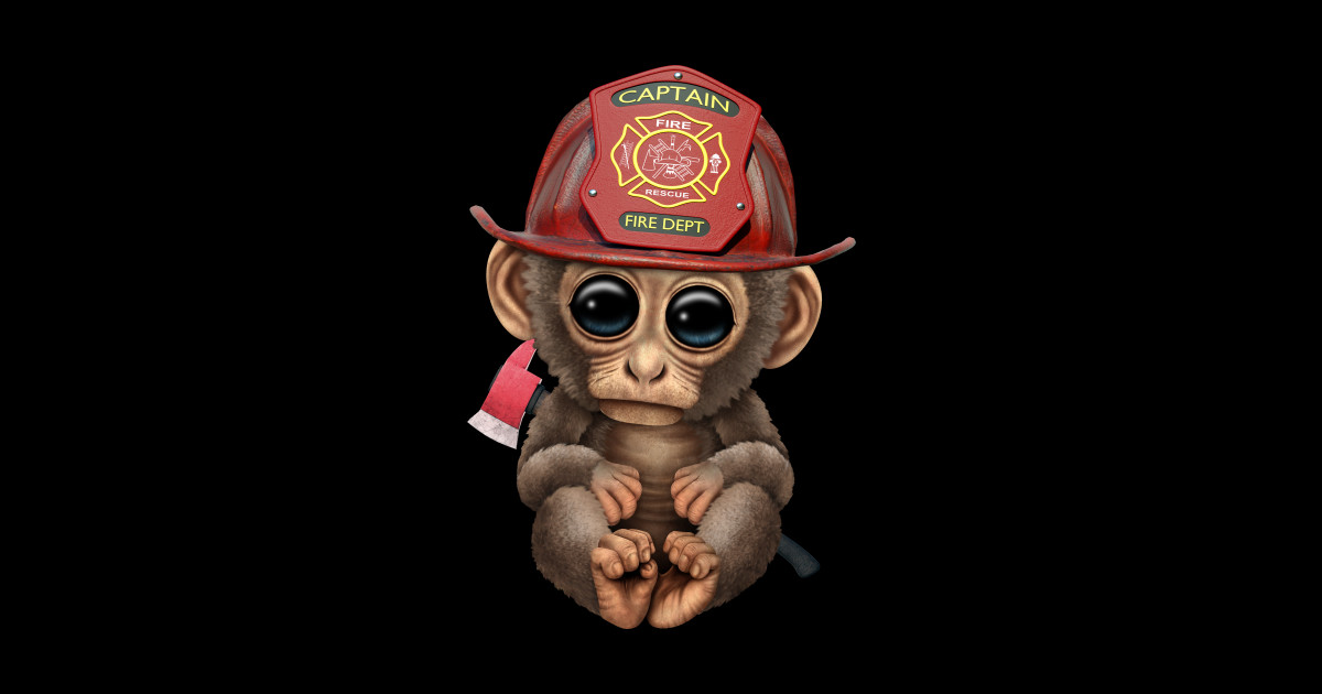 Cute Baby Monkey Firefighter - Baby Monkey - Sticker | TeePublic