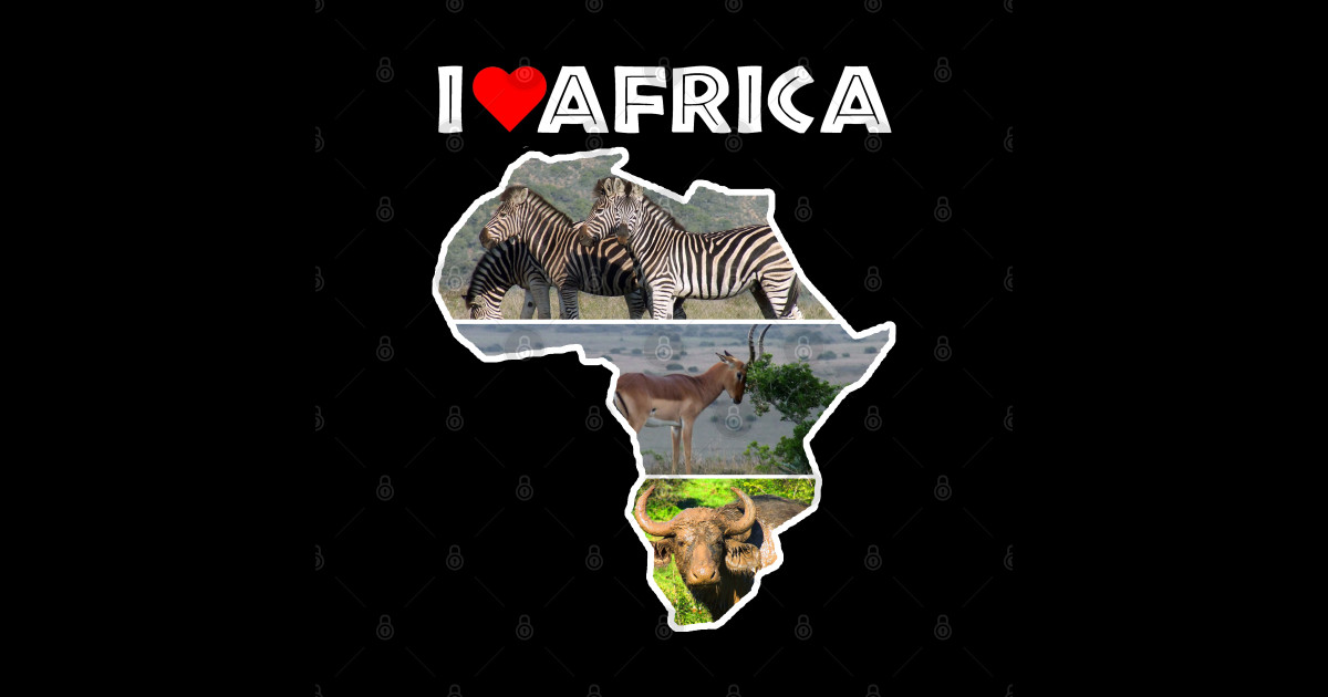 I Love Africa Wildlife Collage Map - I Love Africa - Posters and Art ...