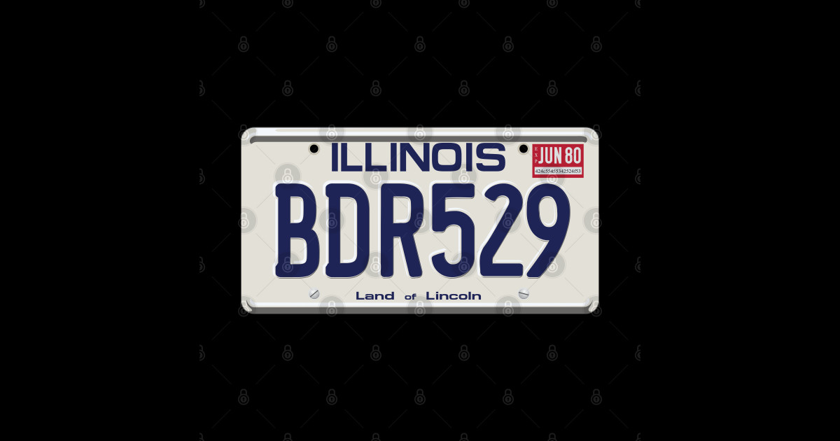 Bluesmobile License Plate BDR529 - The Blues Brothers - Sticker | TeePublic