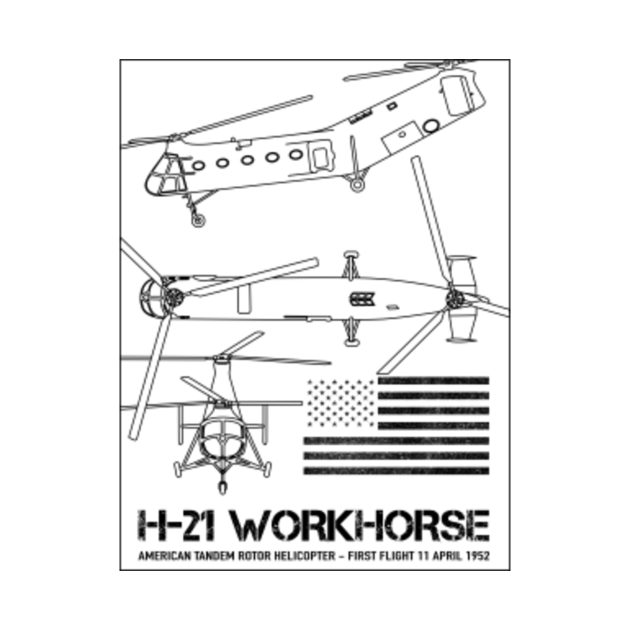 Piasecki H-21 Workhorse American Cargo Helicopter Blueprint Diagrams ...