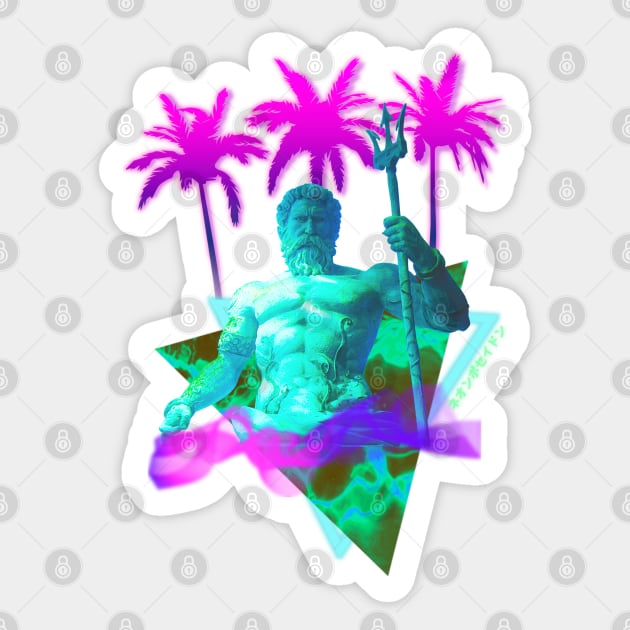 Greek Statue Poseidon Vaporwave Aesthetic - Poseidon - Sticker | TeePublic