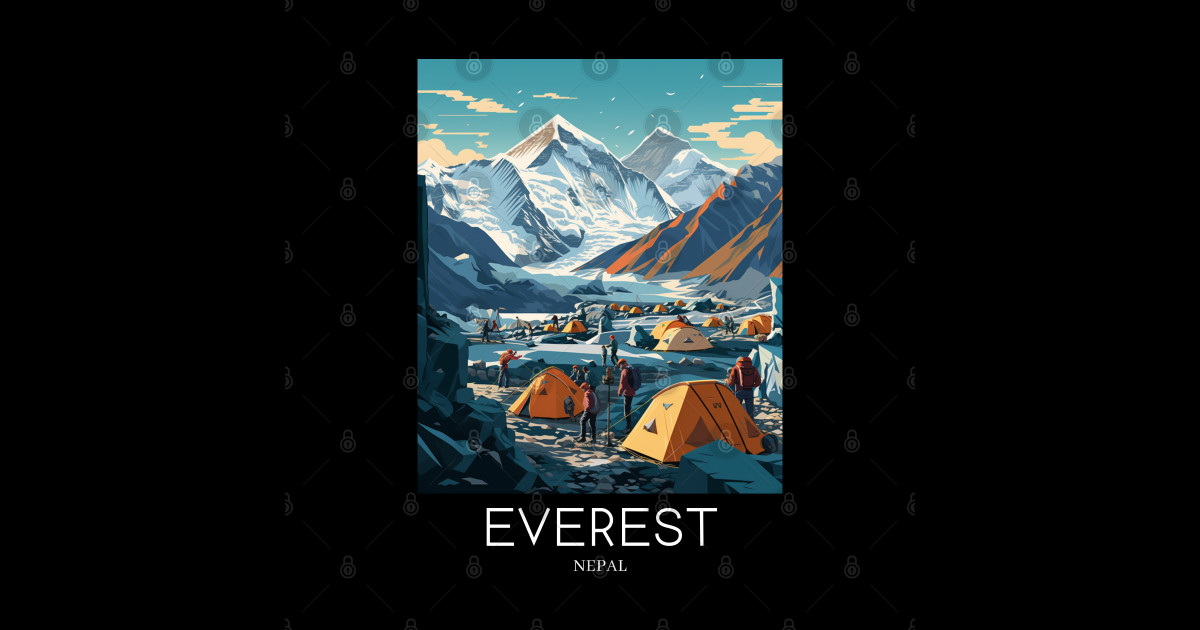 A Pop Art Travel Print of Mount Everest - Nepal - Everest - Posters and ...