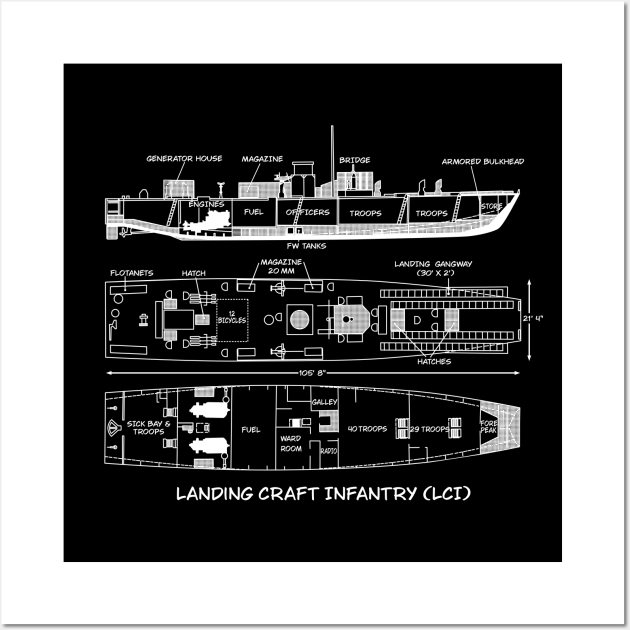 Landing Craft Infantry LCI WW2 D Day Blueprint Gift - Landing Craft ...