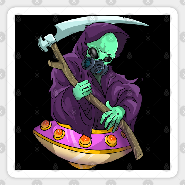 Grim Reaper Alien Skull of Death - Death Skull - Sticker | TeePublic