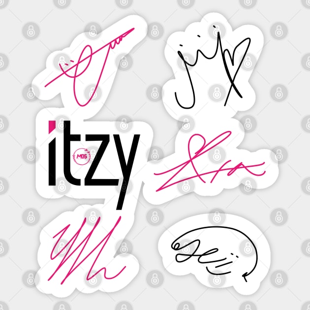 Design with the signatures of itzy - Kpop Merch - Sticker | TeePublic