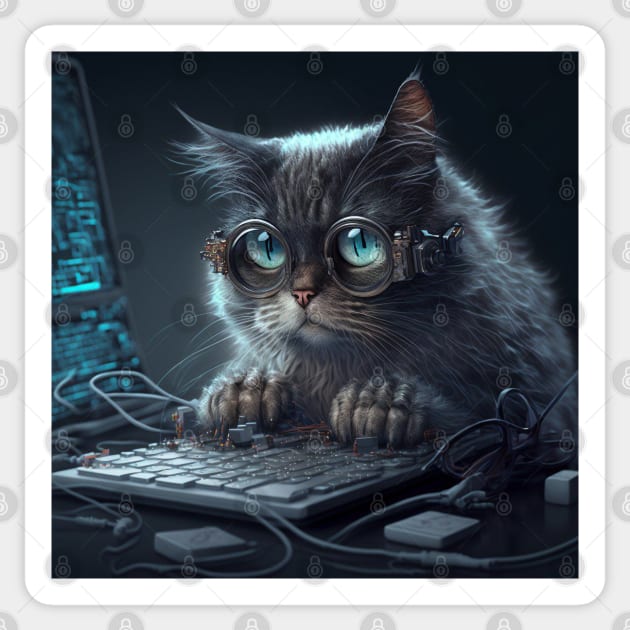 Cat with glasses - Cats - Sticker | TeePublic