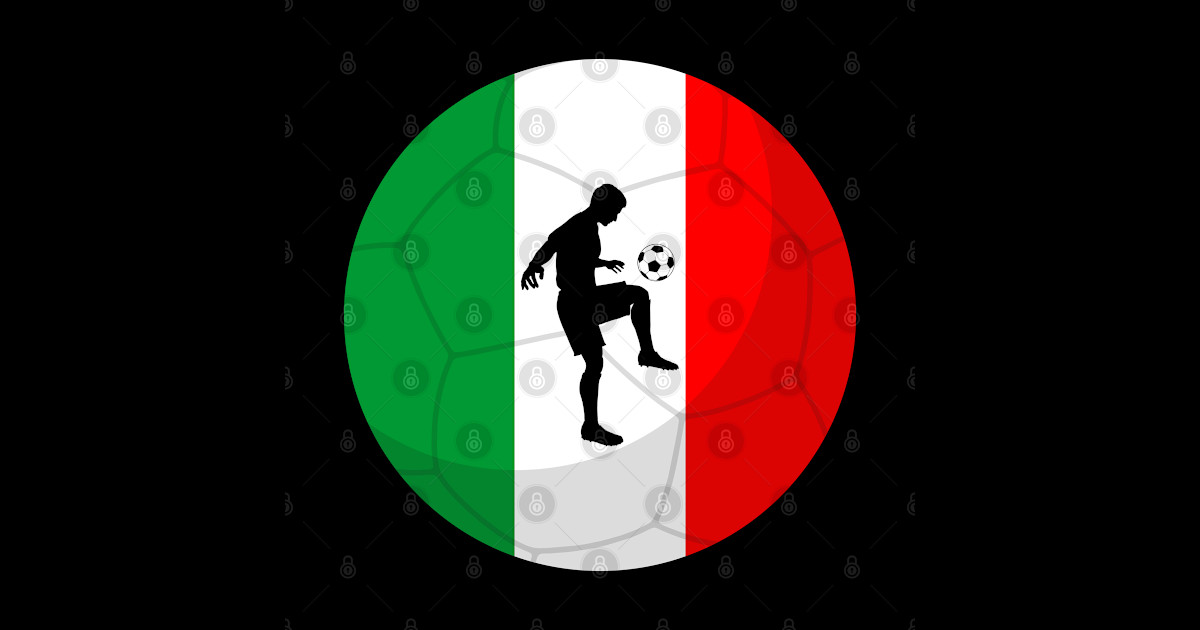 Italian Flag Football Player Silhouette - Football Italy - Sticker ...