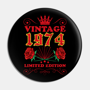 Retro 1974 49th Birthday 49 Year Old Pins and Buttons for Sale | TeePublic