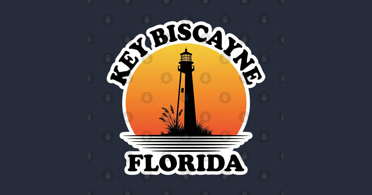 Key Biscayne Florida Lighthouse Retro Sunset Coastal Souvenir - Key ...
