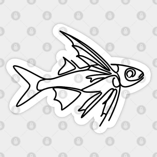 Flying Fish Line Drawing - Flying Fish - Sticker | TeePublic