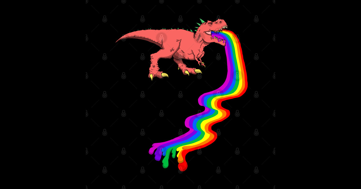 T-Rex Rainblow chunks - T Rex Dinosaur - Sticker | TeePublic