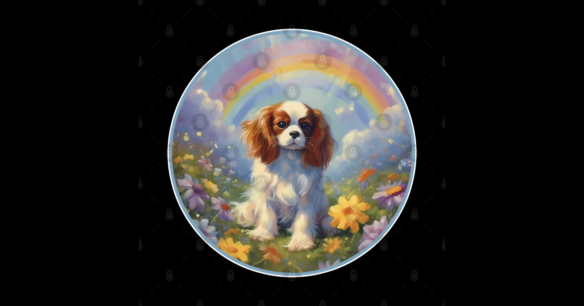 Cavalier King Charles Spaniel Memorial Rainbow Bridge Colorful Dog Art ...