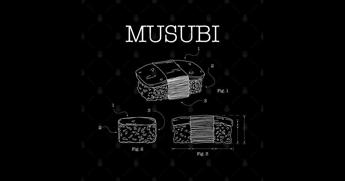 Funny Musubi Patent Drawing - Musubi - T-Shirt | TeePublic