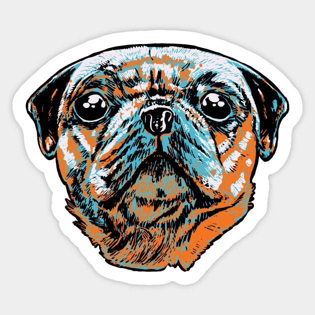 Pop Art Pug Dog Head - Pug Lover - Sticker | TeePublic