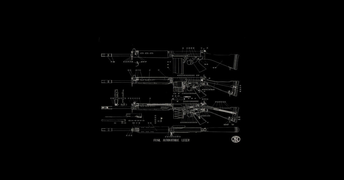 FN Herstal FAL Rifle Diagram (black) - Fal - Sticker | TeePublic