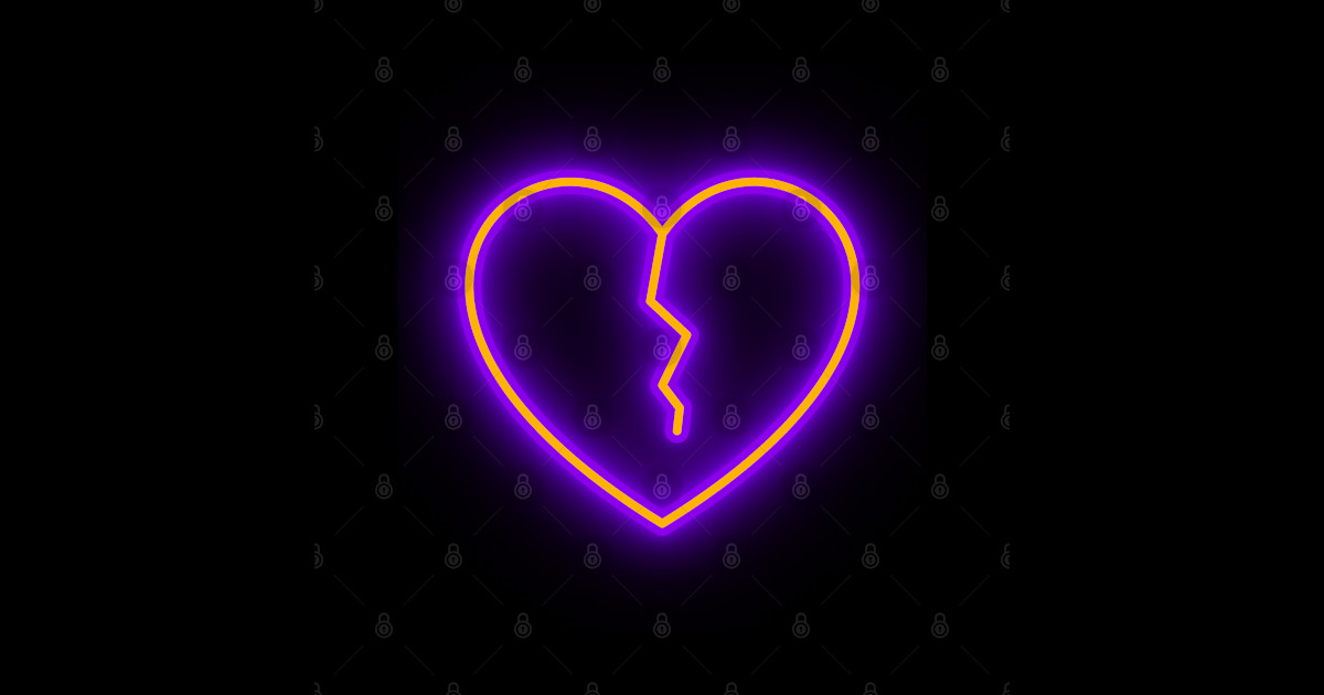 Neon broken heart - Heart - Sticker | TeePublic