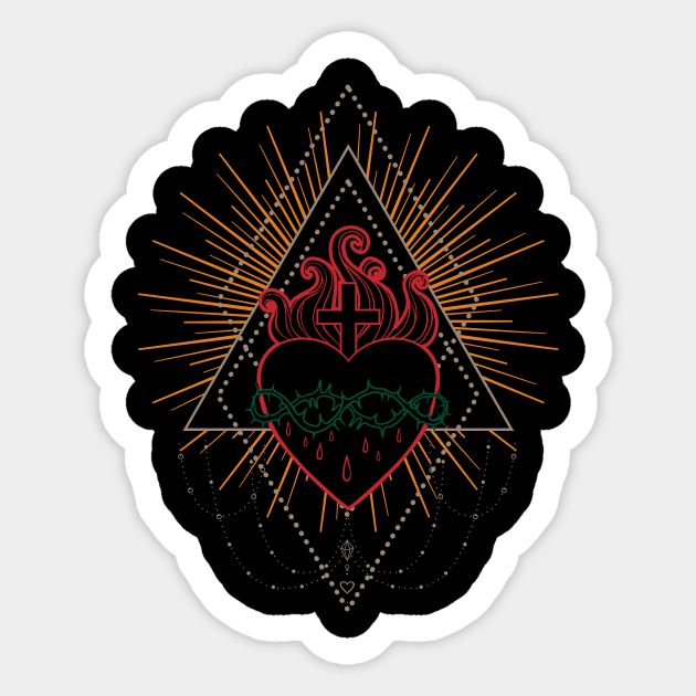 The Sacred Heart of Jesus - Heart - Sticker | TeePublic