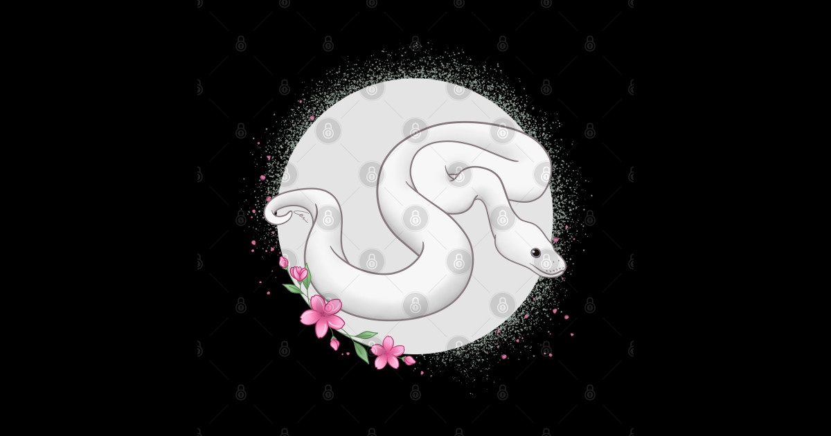 Blue-Eyed Leucistic Ball Python Floral Theme - Leucistic Ball Python - Posters and Art Prints ...