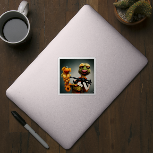 Muppet with gun - Muppets - Sticker | TeePublic