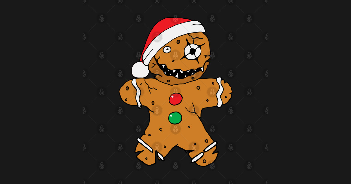 Evil Christmas Creepy Gingerbread Man - Evil Gingerbread Man - T-Shirt ...