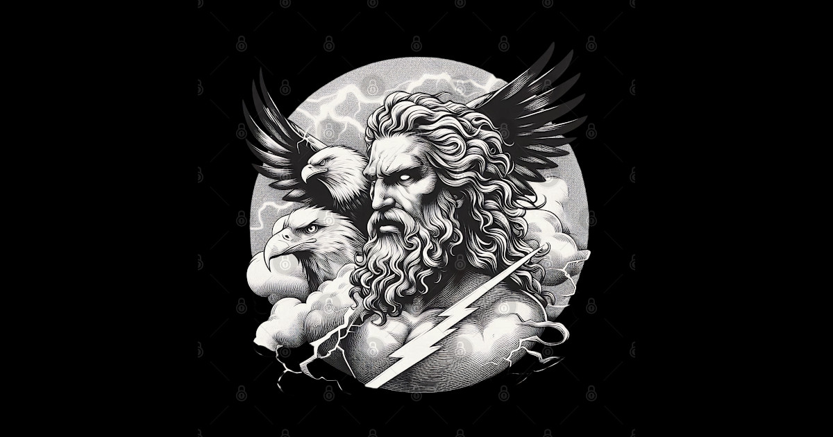 Zeus and his eagle companion - Zeus God - Sticker | TeePublic