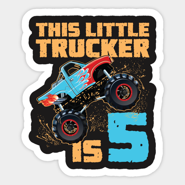 Monster Truck Shirt - 5th Birthday - Monster Truck Birthday - Sticker ...