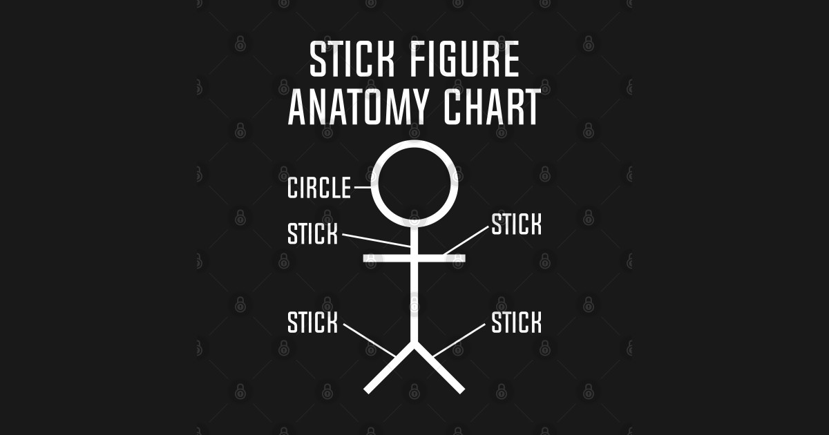 Stick Figure Anatomy Chart - Stick Figure - T-Shirt | TeePublic