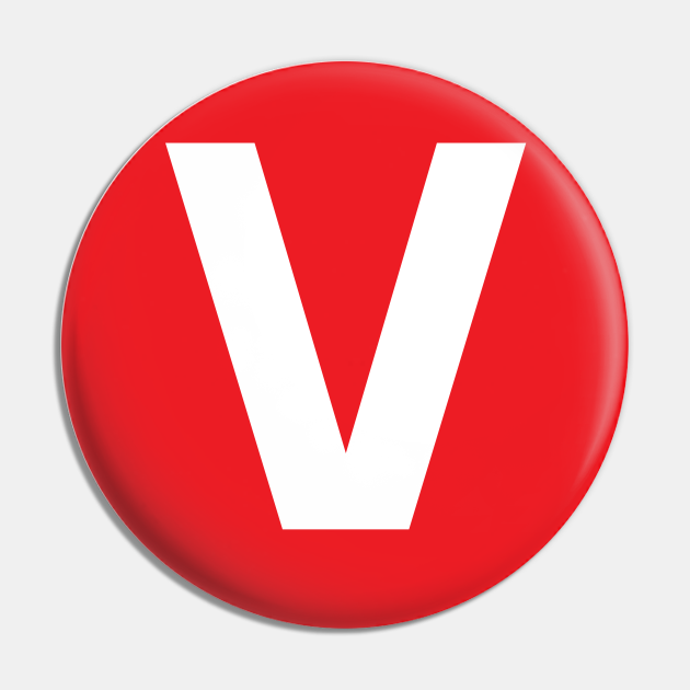 Letter V Big Red Dot Letters & Numbers - Red - Pin | TeePublic