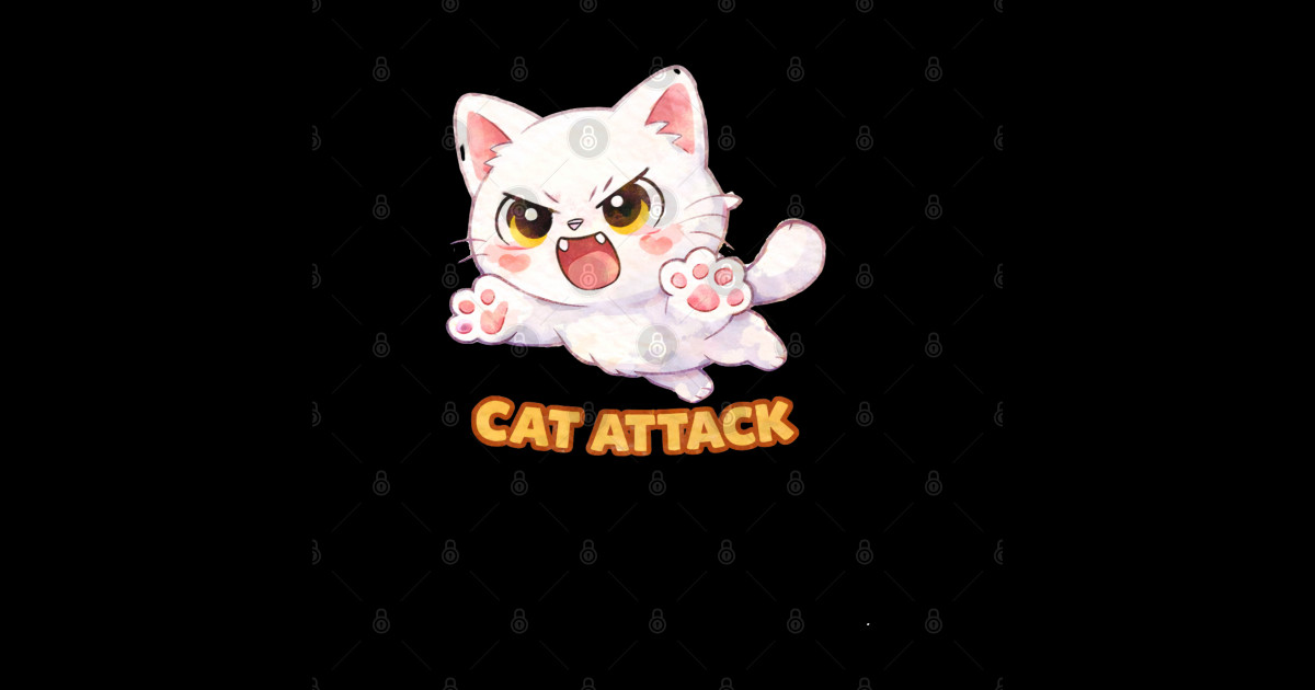 Cat Attack – Cute Kawaii Angry Cat Chibi Illustration - Cat Attack ...