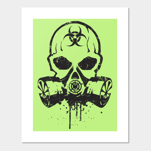 Biohazard Skull Vintage (black) - Skull Gas Mask - Posters and Art ...
