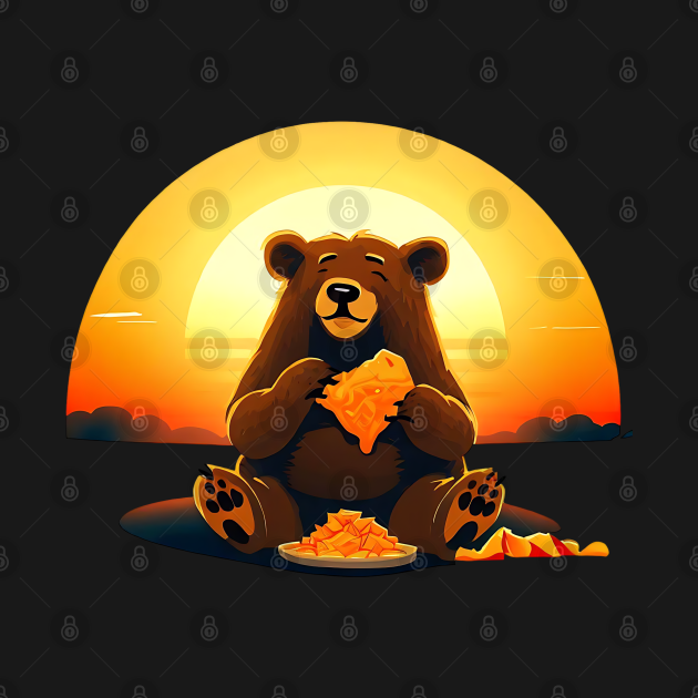 Bear eating nacho at sunset - Nacho Bear - T-Shirt | TeePublic