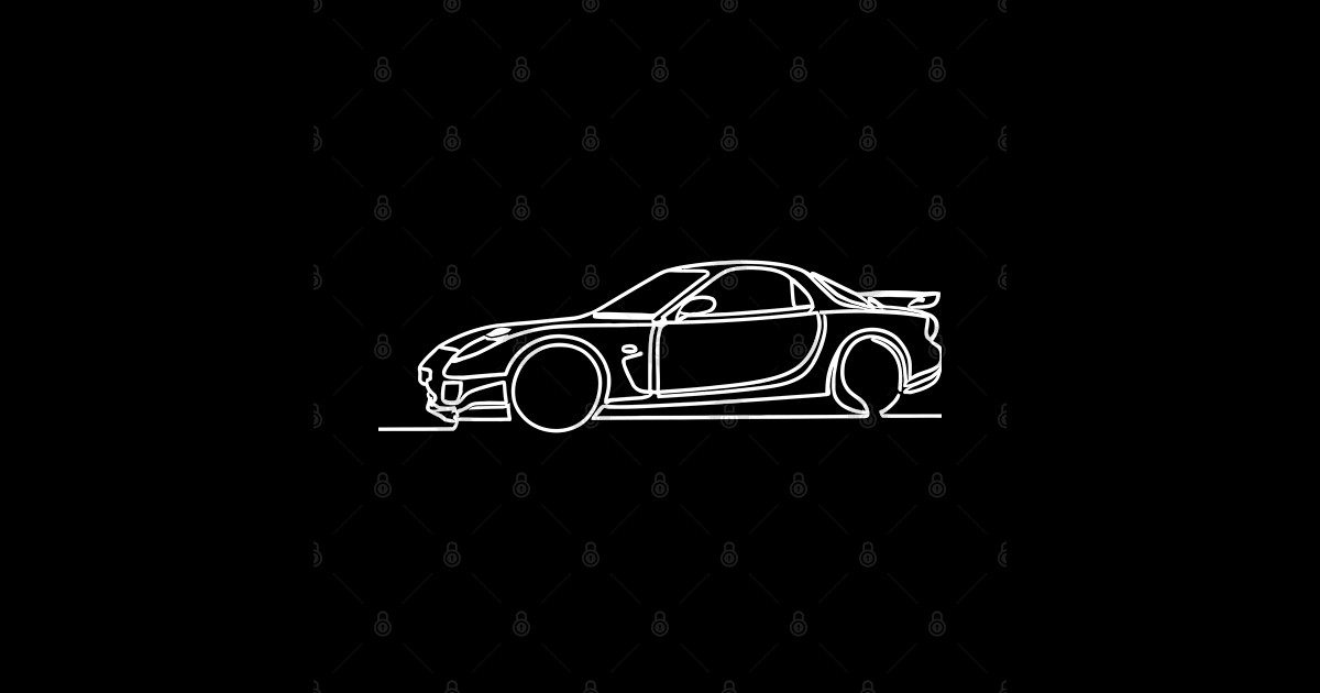 Mazda RX7 Line Drawing - Mazda Rx7 - Sticker | TeePublic