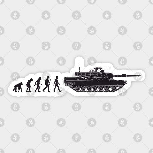 Humorous design Evolution and the M1 Abrams tank - M1 Abrams - Sticker ...