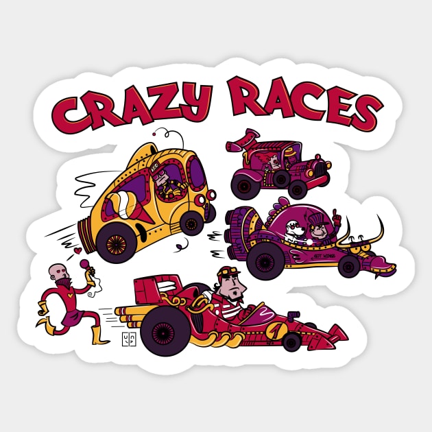 Crazy Races - Wacky Races - Sticker | TeePublic