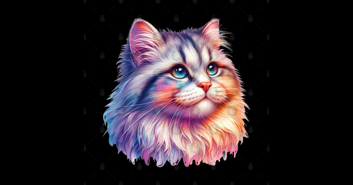 The Rainbow Cat - Magic Cat - Sticker | TeePublic