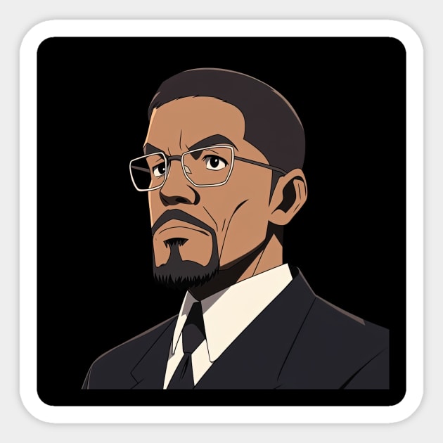 Malcolm X | Anime style - Malcolm X - Sticker | TeePublic