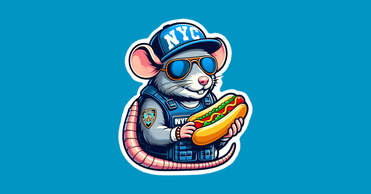 NYC RAT EATING A HOT DOG 4 - Rats Of Nyc - T-Shirt | TeePublic