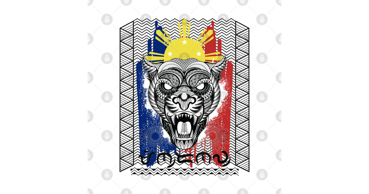 Philippine Flag Tribal line Art Tiger/Baybayin word Mindanaw (Mindanao ...