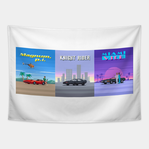 Pixel art - Magnum - Knight Rider - Miami vice - Magnum Pi - Tapestry ...