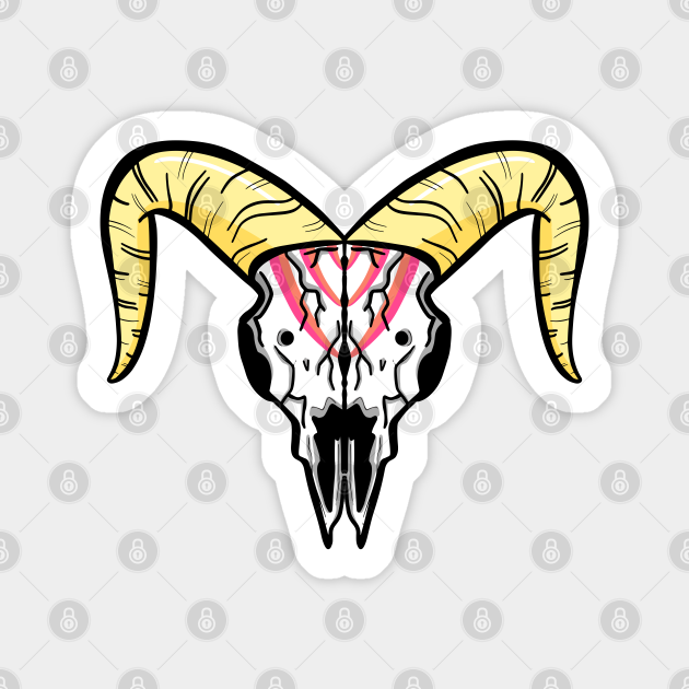 Animal Ram Skull Mascot Logo Illustration Cartoon Pink - Skull - Magnet ...