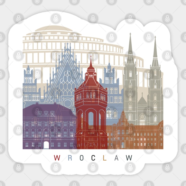 Wroclaw skyline poster - Skyline - Sticker | TeePublic